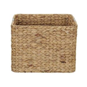 Household Essentials Woven Wicker Open Storage Basket with Stainless Steel Handle, Natural