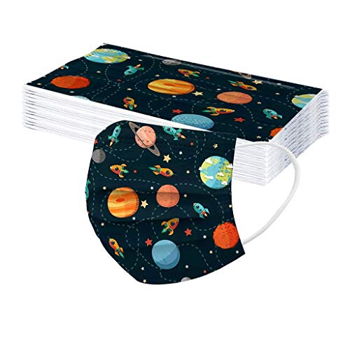 Kids Disposable Face_masks,Child Face Covering Dinosaurs/Space/Ocean Printed,3Ply Face Bandanas for School