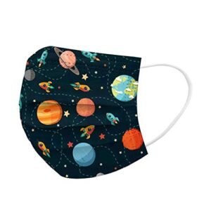 Kids Disposable Face_masks,Child Face Covering Dinosaurs/Space/Ocean Printed,3Ply Face Bandanas for School