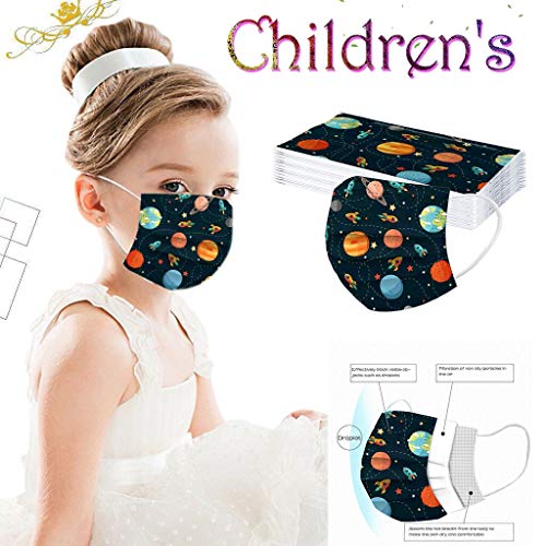 Kids Disposable Face_masks,Child Face Covering Dinosaurs/Space/Ocean Printed,3Ply Face Bandanas for School