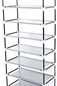 GreensTion-S 10-Tier Shoe Rack with Dustproof Cover 30 Pair Shoe Organizer Shoe Rack Tower Zippered Storage Shoe Cabinet Ideal for Hallway Corridor [3-6 delivery Days] (Gray)