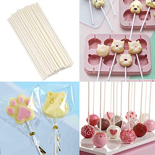 Yookat 2 Pack Acrylic Lollipop Holder Acrylic Cake Pop Stand 50PCS Clear Treats Bags 50PCS Lollipop Sticks and 50PCS Gold Metallic Twist Ties for Candy Cake Pop Sticks Making Tools