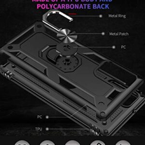 Samsung Galaxy Note 20 Case, Note20 5G Case with HD Screen Protectors, Androgate Military-Grade Metal Ring Holder Kickstand 15ft Drop Tested Shockproof Cover Case for Samsung Galaxy Note 20 Black