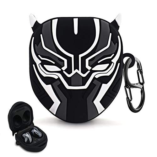 Alquar for Galaxy Buds Live(2020)/Galaxy Buds 2/Galaxy Buds Pro Case (2021), Shockproof Silicone Protective Cover Cool Cartoon Design for Samsung Earbuds Charging Case for Girls Boys(Black Panther)