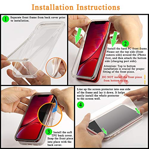 COOLQO Compatible for iPhone Xs Max Case 6.5 Inch, [Dual Layer] [2 pcs Tempered Glass Screen Protector] [14 FT Military Grade Drop Protection] 360 Full Body Heavy Duty Shockproof Phone Cover, Clear