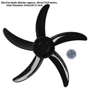 Zaldita Plastic Fan Blade Leaves Replacement Part with Nut Cover for 20 Inch Standing Pedestal Fan Table Fanner General Accessories Black One Size