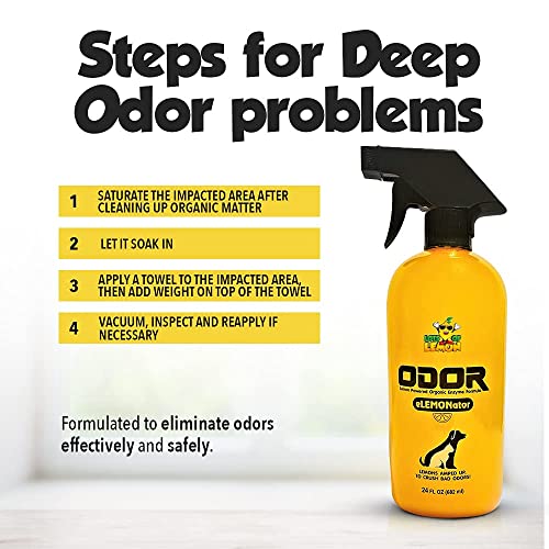 Lots of Lemon - Pet Odor Eliminator for Home - Professional Strength Citrus Infused Enzyme Powered Urine Odor Eliminator for Carpet, Furniture, Hardwood Floors & Rugs - Small Dogs