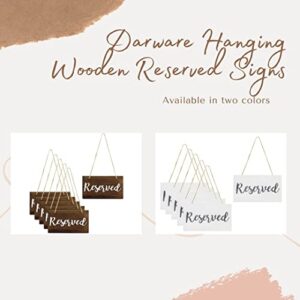 Darware Hanging Wooden Reserved Signs (6-Pack, White); Rustic Style Wood Signs for Weddings, Special Events, and Functions