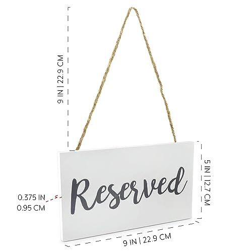 Darware Hanging Wooden Reserved Signs (6-Pack, White); Rustic Style Wood Signs for Weddings, Special Events, and Functions