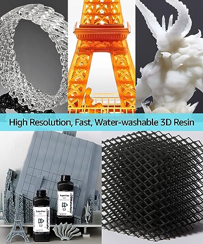 3DMaterials SuperFast 3D Printer Resin Water Washable, 0.6 sec 50um Printing, Made in Korea (1000g, Dark Grey)