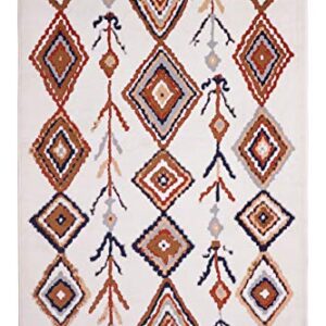 Furnish my Place Moroccan Diamond Rug - 5 ft. x 8 ft, Ivory, Geometric, Accent Rug with Transitional Style