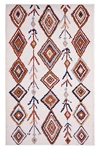 Furnish my Place Moroccan Diamond Rug - 5 ft. x 8 ft, Ivory, Geometric, Accent Rug with Transitional Style