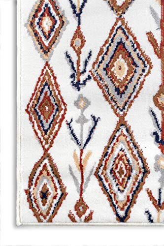 Furnish my Place Moroccan Diamond Rug - 5 ft. x 8 ft, Ivory, Geometric, Accent Rug with Transitional Style