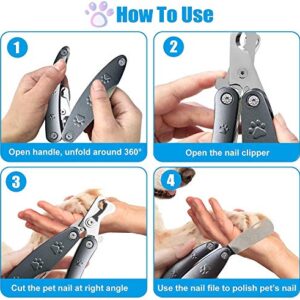 Quiet Sharp Dog Nail Clippers for X Large Medium Small Size Breed, Heavy Duty Metal Dog Nail Trimmers for Dogs < 200Lbs