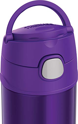 THERMOS FUNTAINER 12 Ounce Stainless Steel Vacuum Insulated Kids Straw Bottle, Violet & Thermos Replacement Straws for 12 Ounce Funtainer Bottle, Clear, one size (F401RS6)