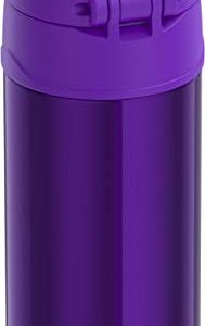 THERMOS FUNTAINER 12 Ounce Stainless Steel Vacuum Insulated Kids Straw Bottle, Violet & Thermos Replacement Straws for 12 Ounce Funtainer Bottle, Clear, one size (F401RS6)