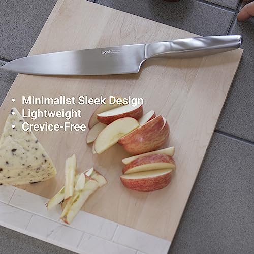 HAST Chef Knife-8 Inch-Professional Kitchen Knife-Ultra Sharp-Powder Steel-High Performance-Lightweight-Sleek Design-Ergonomic Handle-Minimalist Kitchen Decor (Matte Stainless)