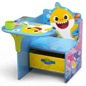 baby shark chair desk with storage bin - ideal for arts & crafts, snack time, homeschooling, homework & more by delta children