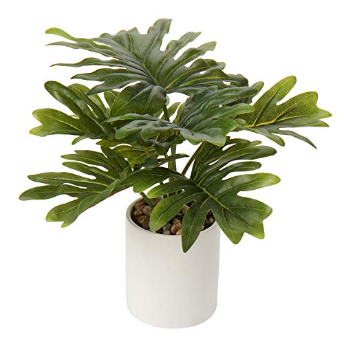 Briful Artificial Monstera Plant 13" Small Fake Plant in Ceramic Pot Potted Faux Plant Indoor for Home Bathroom Living Room Table Office Shelf Desk Decorations