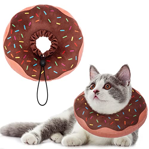 BINGPET Cute Donut Recovery Collar for Cats and Puppies, Soft Adjustable Protective Pet E Collar Neck Cone After Surgery, Fit for Kitties, Small Dogs