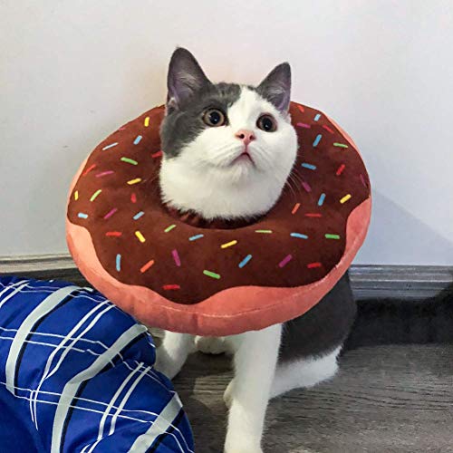 BINGPET Cute Donut Recovery Collar for Cats and Puppies, Soft Adjustable Protective Pet E Collar Neck Cone After Surgery, Fit for Kitties, Small Dogs