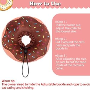 BINGPET Cute Donut Recovery Collar for Cats and Puppies, Soft Adjustable Protective Pet E Collar Neck Cone After Surgery, Fit for Kitties, Small Dogs