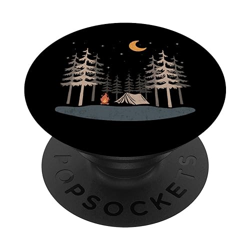 Camping hiking Mountain Scene under stars shirt PopSockets PopGrip: Swappable Grip for Phones & Tablets PopSockets Standard PopGrip