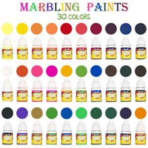 Marbling Paint Kit for Kids, Water Marbling Paint Set, Arts and Crafts for Girls & Boys Ages 6-12, 30 Colors, Ideas for Kids Activities Age 4 5 6 7 8 9 10 Marble Painting