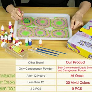 Marbling Paint Kit for Kids, Water Marbling Paint Set, Arts and Crafts for Girls & Boys Ages 6-12, 30 Colors, Ideas for Kids Activities Age 4 5 6 7 8 9 10 Marble Painting