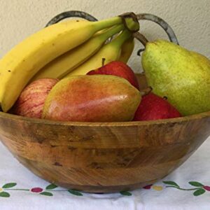 Fairwood Way Wooden Salad Bowl Set with Serving Utensils - Rustic Mango Wood Bowl with Servers - 11.5 Inch Natural Wood Bowl and Servers