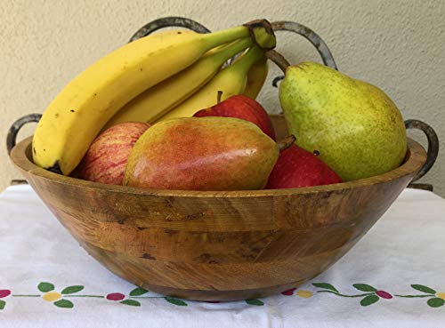 Fairwood Way Wooden Salad Bowl Set with Serving Utensils - Rustic Mango Wood Bowl with Servers - 11.5 Inch Natural Wood Bowl and Servers