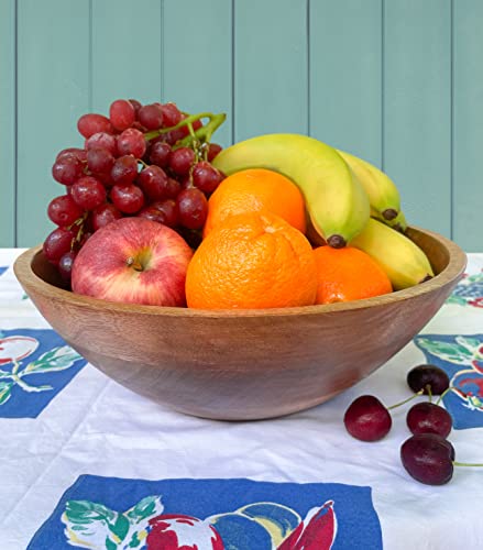 Fairwood Way Wooden Salad Bowl Set with Serving Utensils - Rustic Mango Wood Bowl with Servers - 11.5 Inch Natural Wood Bowl and Servers