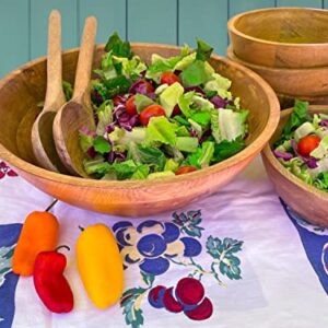 Fairwood Way Wooden Salad Bowl Set with Serving Utensils - Rustic Mango Wood Bowl with Servers - 11.5 Inch Natural Wood Bowl and Servers