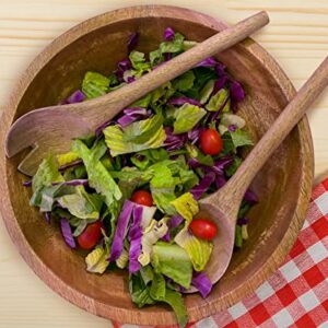 Fairwood Way Wooden Salad Bowl Set with Serving Utensils - Rustic Mango Wood Bowl with Servers - 11.5 Inch Natural Wood Bowl and Servers