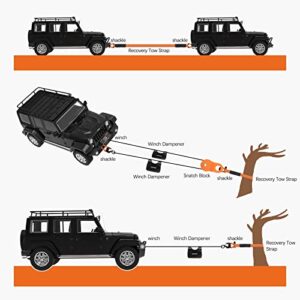 BUNKER INDUST Heavy Duty Tow Strap Recovery Kit,3" x 30ft 30,000lbs Snatch Strap + 2" Shackle Hitch Receiver + 5/8" Locking Pin + 3/4" D Ring Shackles with Isolator+ Bag,Off Road Gear Accessories