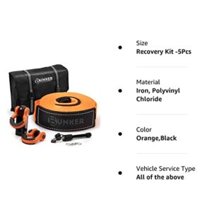 BUNKER INDUST Heavy Duty Tow Strap Recovery Kit,3" x 30ft 30,000lbs Snatch Strap + 2" Shackle Hitch Receiver + 5/8" Locking Pin + 3/4" D Ring Shackles with Isolator+ Bag,Off Road Gear Accessories