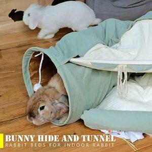 KUCDBUN Cat Tunnel Bed, 2-in-1 Collapsible Cat Tunnel Tubes Toys with Removable Mat for Pet Cats Kittens Puppies Rabbits Bunnies Ferrets (Matcha)