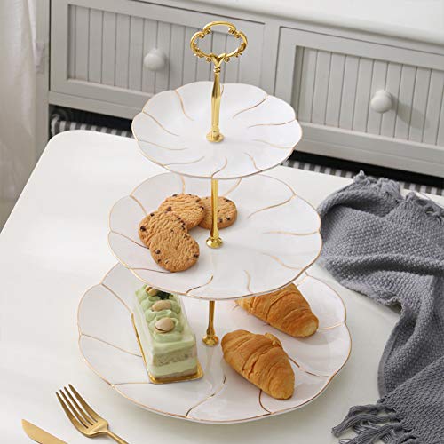 Gukasxi 8 Sets of 3 Tier Cake Plate Stand Handle Cake Stand Hardware Handle, 2 Styles Christmas Party Fruit Cake Plate Handle Cake Cupcake Fruit Tray Stand Handle Plate Hardware Fitting Holder