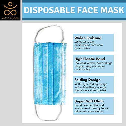 Samadhaan Disposable Mask - Safety Face Mask (Pack of 3000) Non Woven Thick 3-Layer Breathable Facial Masks with Adjustable Earloop, Mouth and Nose Protection Dust Masks