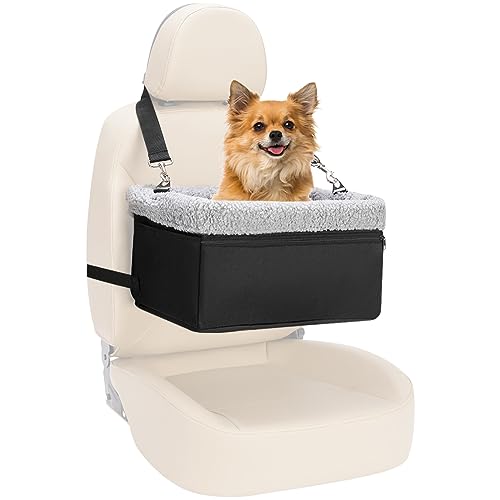 NOVOLAB Dog Car Seat for Small Dogs, Dog Booster Seat with Metal Frame Construction Double-Layer Oxford Puppy Car Seat with Safety Leash, Perfect for Small Pets Dogs Cats