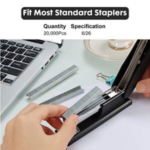 KangBaz 20,000 Staples, Standard Staples for Stapler, 1/4 inch Staples, 5,000/Box, 4 Boxes, 20,000 Staples Total, 20 Sheet Capacity(26/6), Jam Free, Office Staples Standard Size