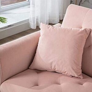 iDFURLF Mid Century Modern Velvet Fabric Couch Convertible Futon Sofa Bed Recliner Couch Accent Sofa Loveseat Sofa with Gold Metal Feet (59 Pink)