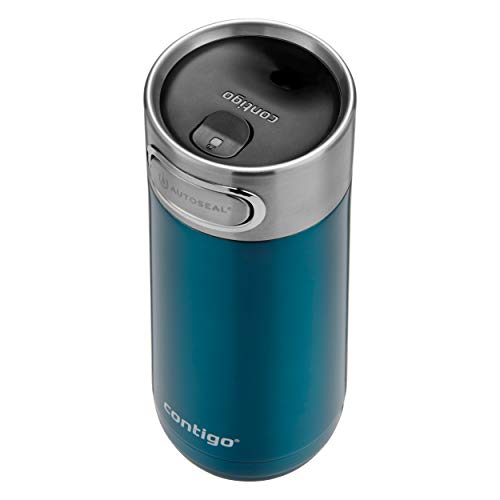 Contigo Luxe Autoseal Travel Mug, Stainless Steel Thermal Mug, Vacuum Flask, Leakproof Tumbler, dishwasher safe, Coffee Mug with BPA Free Easy-Clean Lid, Biscay Bay, 360 ml