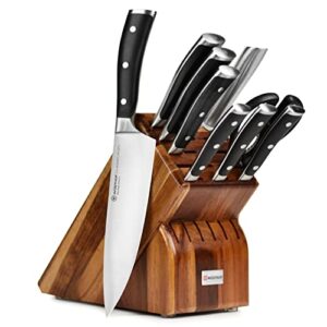 wusthof classic ikon 10 piece knife set with acacia block