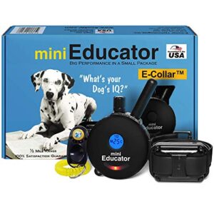 educator - et-300 black - ecollar dog training collar with remote control - 1/2 mile range, waterproof, rechargeable, 100 training stimulation levels, vibration and tone w/petstek training clicker