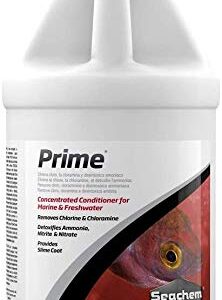 Seachem Prime Fresh and Saltwater Conditioner 4 Liters with Dispenser Pump,and 10ct Pet Wipes