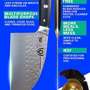 Dalstrong Serbian Chef Knife - 7.5 inch - Gladiator Series Elite - German HC Steel - Meat Cleaver Knife - Hammered Blade Finish - Razor Sharp Kitchen Knife - G10 Handle - w/Sheath - NSF Certified