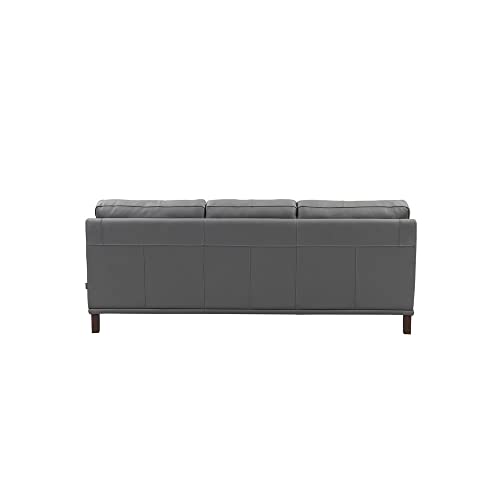 Hydeline Hayward Top Grain Leather Wood Sofa Couch, 88.5", Gray/Steel