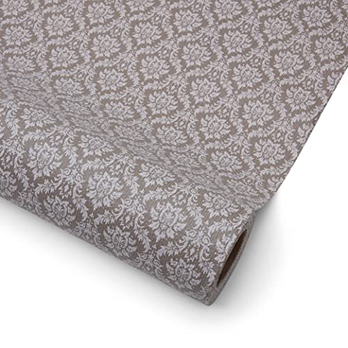 Home Genie Slip Resistant Removable Smooth Durable Drawer and Shelf Liner, Non Adhesive, Roll, Décor for Kitchen Cabinet Shelves Liners, Drawers, Desks, 12 Inch x 10 FT, Damask Caramel