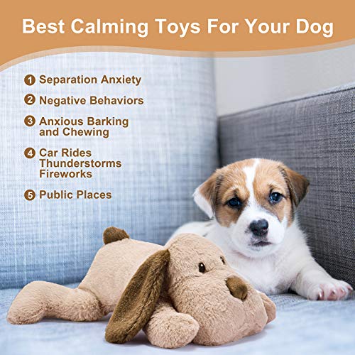 Moropaky Puppy Heartbeat Toy for Anxiety Relief Dog Behavioral aid Toy for Puppies Sleep Aid Separation Anxiety Soother Cuddle, Brown